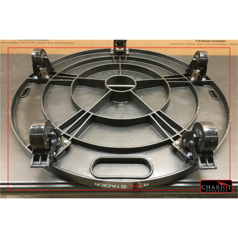 TruStack Tire Dolly - A Patented Safe Dolly for Tires on Display